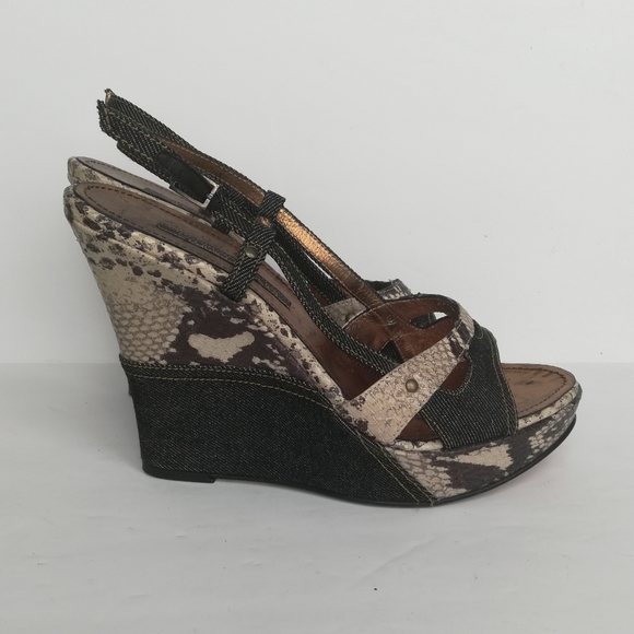 Studio Pollini | Shoes | Studio Pollini Snakeskin Denim Wedge Heel ...